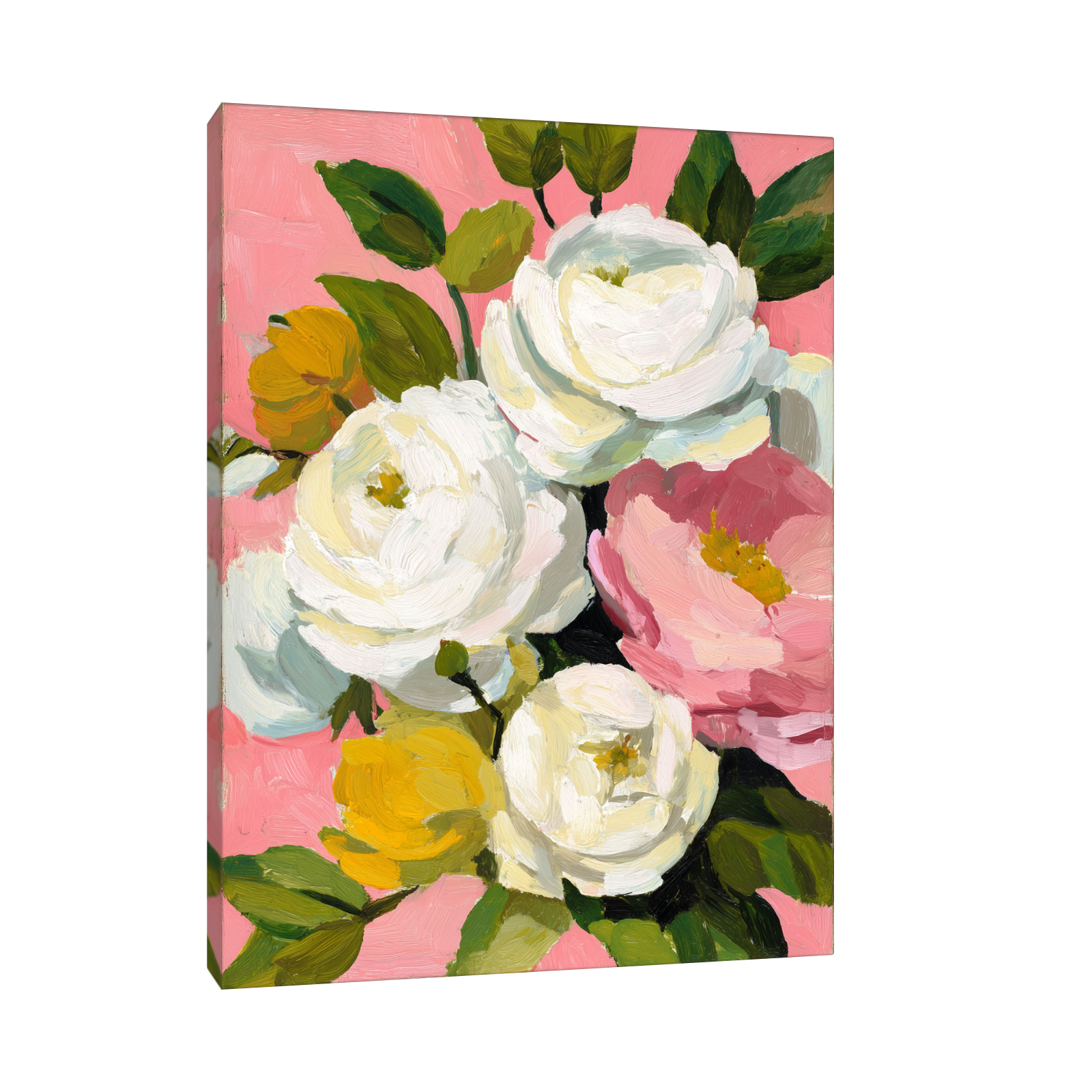Cveće na roze pozadini - Umetnička slika na platnu NS Canvas Shop